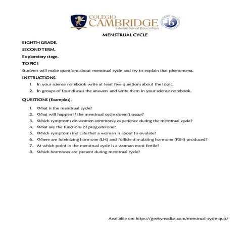 Menstrual cycle questions exploratory | PDF