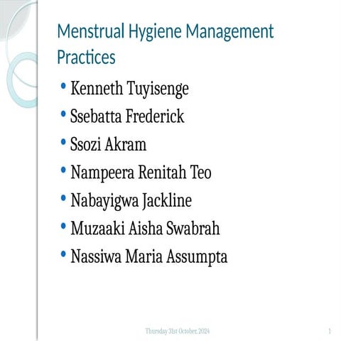 Menstrual Hygiene Awareness Ppt