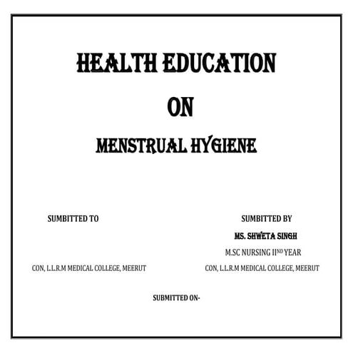 Menstrual Hygiene Pdf Obstetrics And Gynecological Nursing Pdf