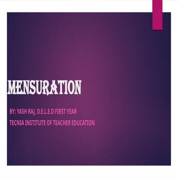 MENSURATION.pptx class5 mathematics topic | PPTX