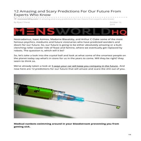 12 amazing and scary predictions for our future from experts who know | PDF