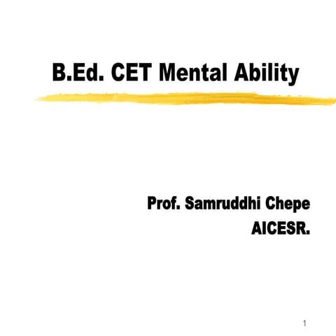 Mental Ability for B.Ed. CET | PPT