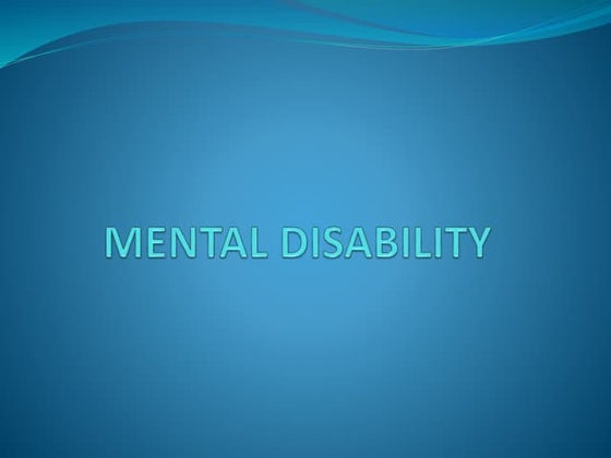 Intellectual disability | PPT