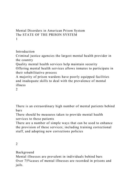 Mental Health Problems among Prisoners | PPTX | Brain and Nervous ...