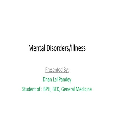 Psychological Disorders ppt | PPTX