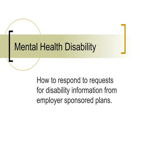 Mental Health Disability | PPT