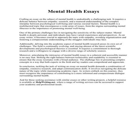 Mental Health Essays. Community College System of New Hampshire | PDF