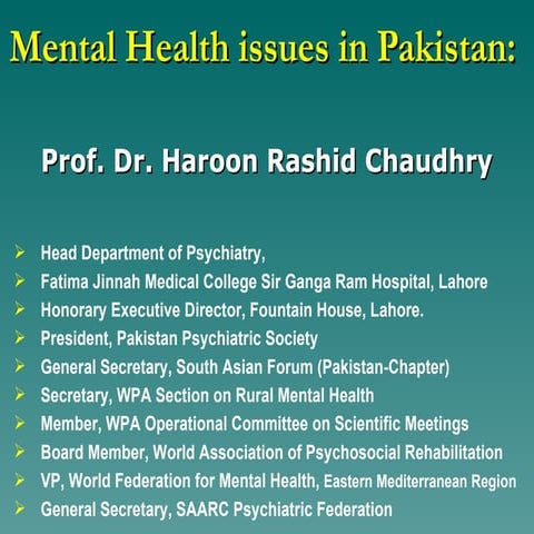Mental health in Pakistan | PPT