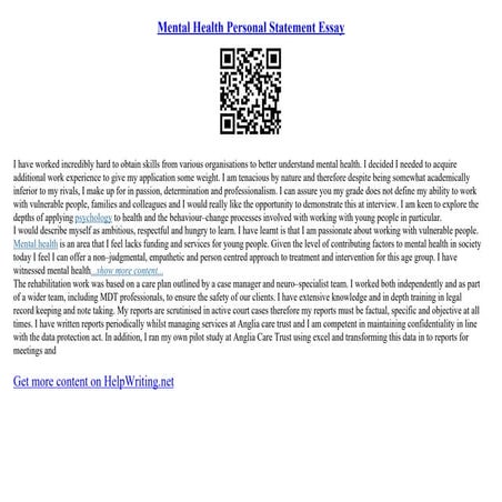 Mental Health Personal Statement Essay | PPT