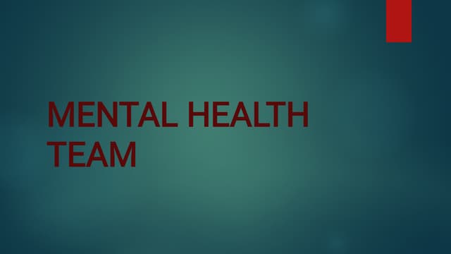 Mental health team | PDF