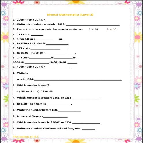 Mental mathematics 3 | PDF