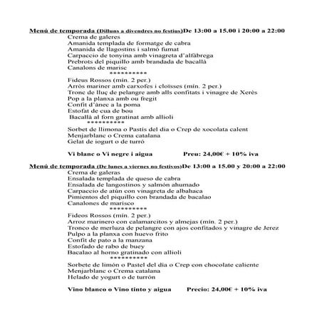 Menú banquet Idilium Casaments Girona - Banyoles | PDF