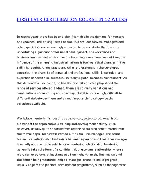 Mentoring In The Workplace | PPT