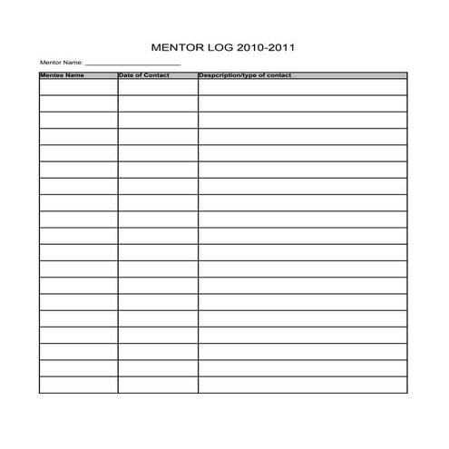 Mentor Log | XLS