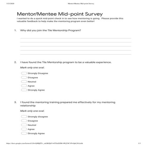 Mentor mentee mid point survey | PDF