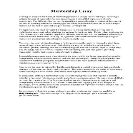 Mentorship Essay | PDF