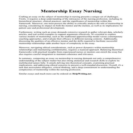 Mentorship Essay Nursing. 022 Mentorship Essay Example Thatsnotus | PDF