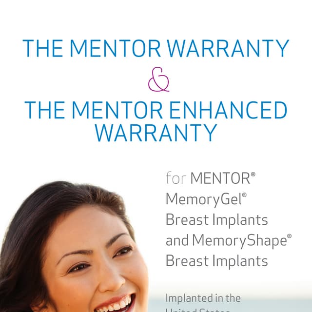 Mentor Warranty for Memory Gel and Memory Shape Silicone Implants | PDF