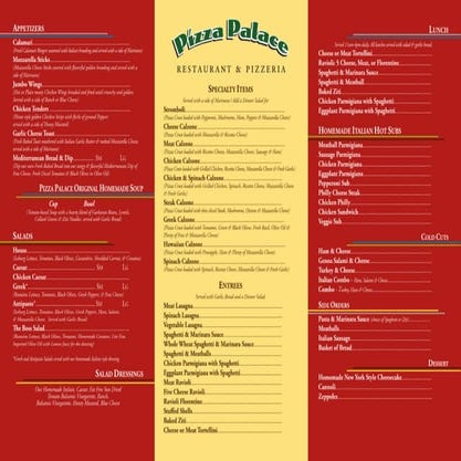 Pizza Palace Menu | PDF