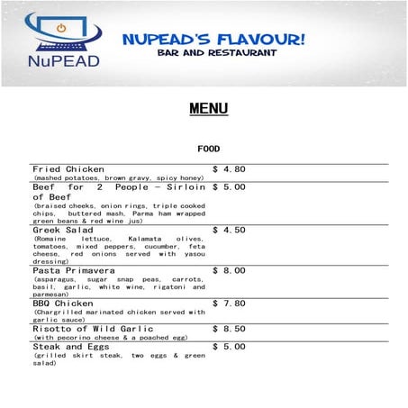 Carving Menu | DOC