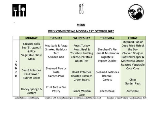 At the kids table menu LSH foodservice | DOCX