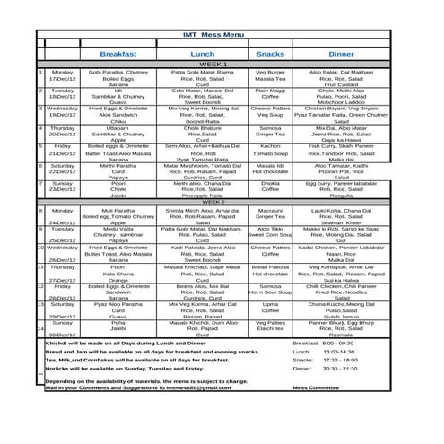 Menu 17 dec-30_dec | PDF