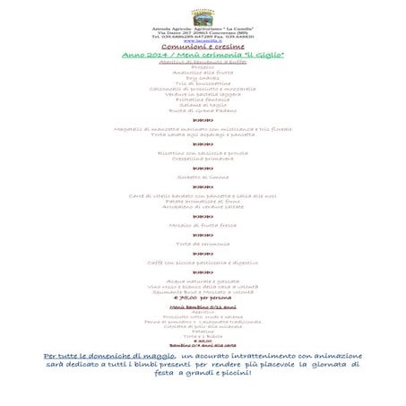 Menu cerimonia il giglio | PDF