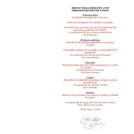 Menú degustación maridaje primavera | PDF