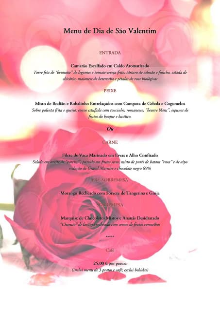 Dinner menu - St. Valentine's day | PDF