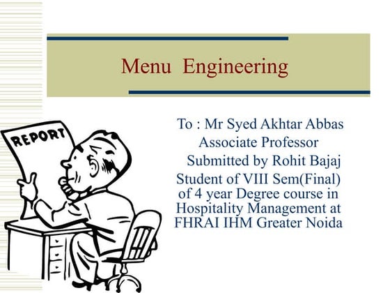 Topic 3: Menu Engineering & Analysis | DOCX | Cooking | Food & Drink