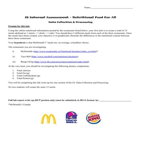 Menu items dcp | PDF