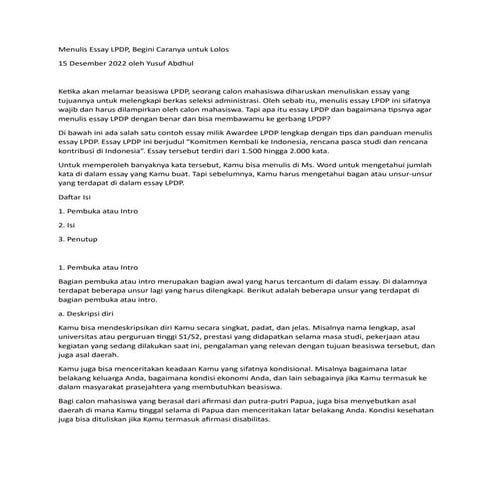 Menulis Essay Lpdp Pdf