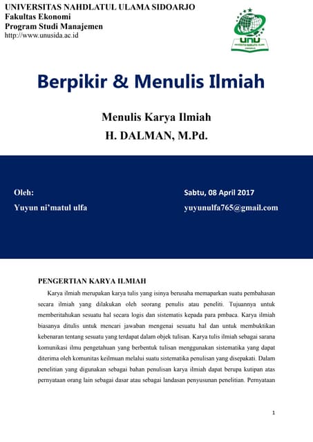 Materi Bahasa Indonesia Kelas XI (Karya Ilmiah) | PPTX