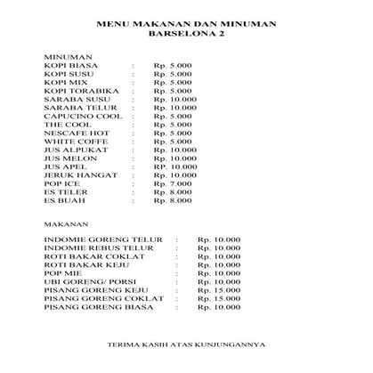 Menu makanan dan minuman restoran raha | PDF