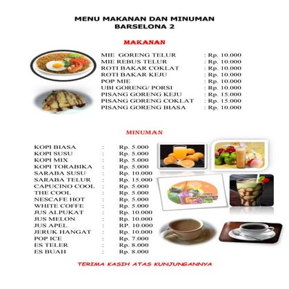 Menu makanan dan minuman restoran raha | PDF