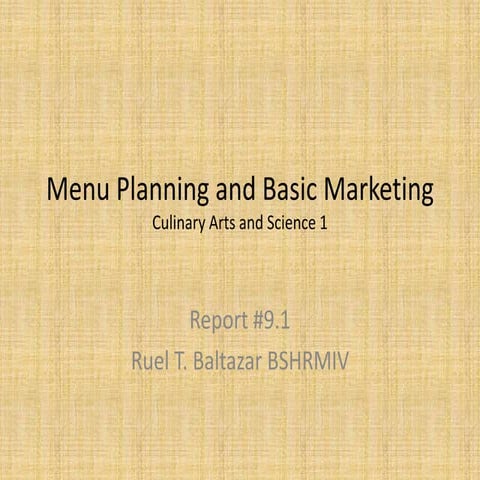 Menu planning and basic marketing | PPTX