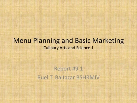 Menu Planning | PPT