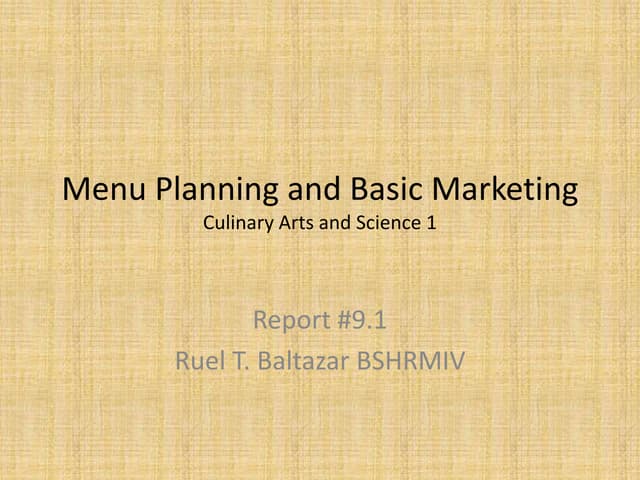 Menu Planning | PPT