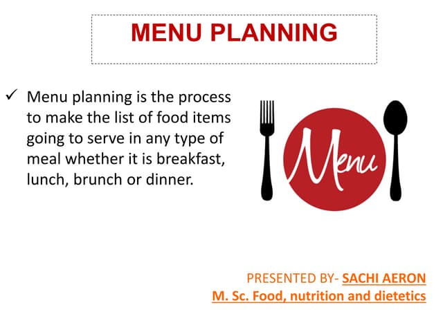 Menu Planning | PPT