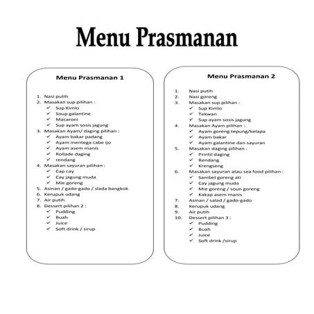 Paket Menu Prasmanan | PDF