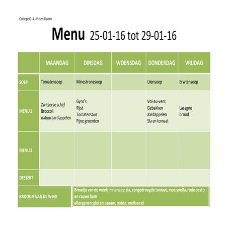 Weekmenu | PDF | Vegetarian Diets | Food & Drink