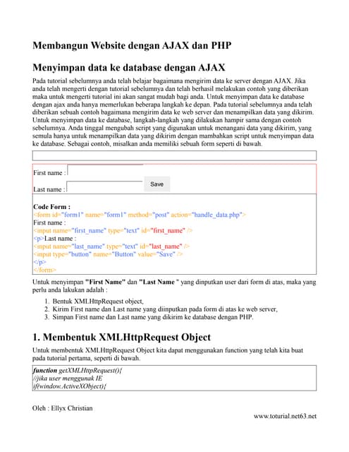 Menyimpan Data Ke Database Dengan Ajax Dan PHP | PDF Menyimpan Data Ke Database Dengan Ajax Dan PHP | PDF