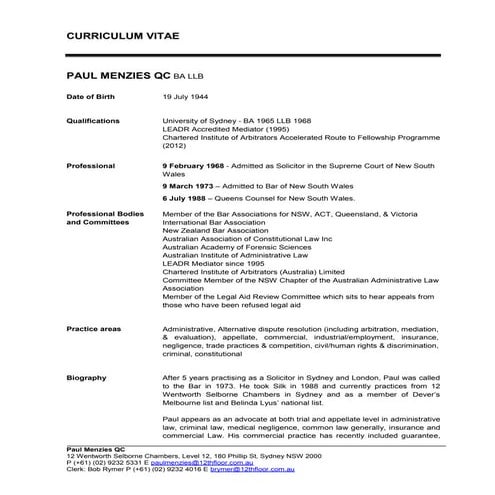 Menzies cv | PDF