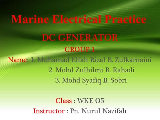 construction and parts of DC generator | PPT