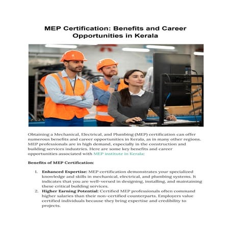 MEP Certification: Benefits and Career Opportunities in Kerala | PDF ...