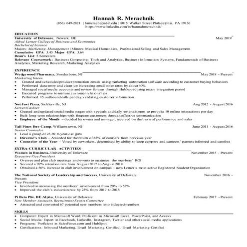 Merachnik, Hannah - Resume | DOCX