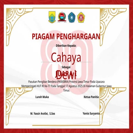 Merah Putih Elegan Piagam Penghargaan Upacara Kemerdekaan Indonesia ...