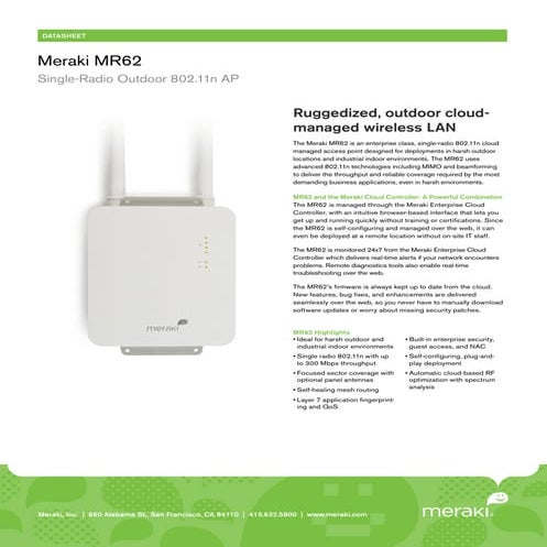 Meraki MR62 | PDF