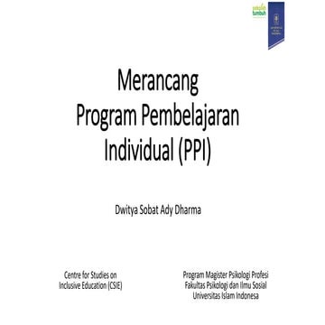 Merancang Program Pembelajaran Individual (DWITYA SOBAT ADY DHARMA) | PPT