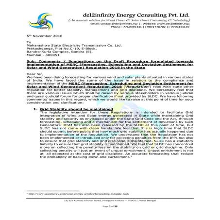 Comments Suggestions On The Draft Procedure Formulated Towards Implementation Of Merc